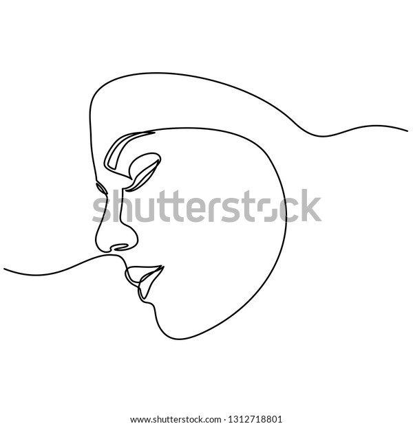 Continuous Line Drawing Portrait Beautiful Womans: เวกเตอร์สต็อก (ปลอด ...