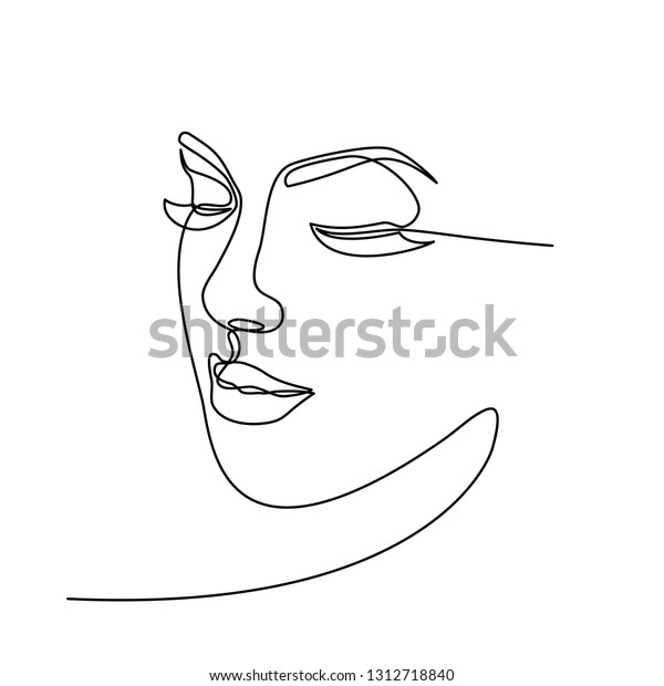 Continuous Line Drawing Portrait Beautiful Womans Stock Vector (Royalty ...