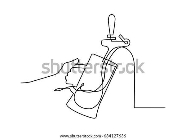 Continuous Line Drawing Pouring Fresh Beer Stock Vector (Royalty Free ...