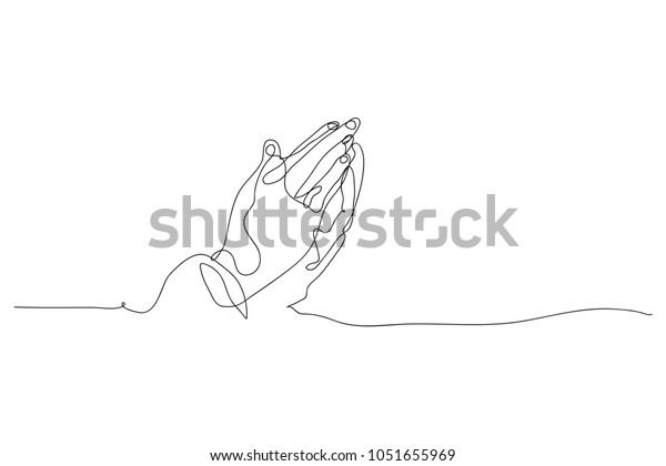 Continuous Line Drawing Prayer Hand Stock Vector (Royalty Free) 1051655969