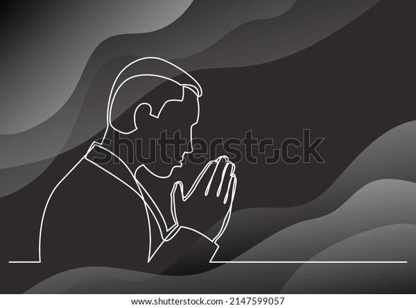 Continuous Line Drawing Praying Man: เวกเตอร์สต็อก (ปลอดค่าลิขสิทธิ์ ...