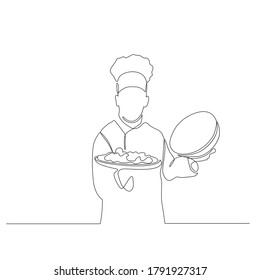 Continuous Line Drawing Professional Chef Man Stock Vector (Royalty ...