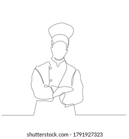 Continuous Line Drawing Professional Chef Man Stock Vector (Royalty ...