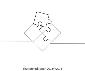 Continuous Line Drawing Puzzle Pieces Problem Stock Vector (Royalty ...