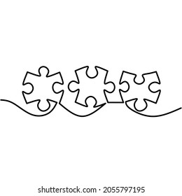 Continuous Line Drawing Puzzle Pieces Problem Stock Vector (Royalty ...