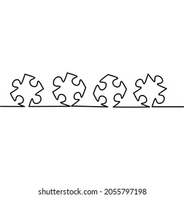 Continuous Line Drawing Puzzle Pieces Problem Stock Vector (Royalty ...