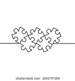 Continuous Line Drawing Puzzle Pieces Problem Stock Vector (Royalty ...