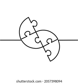 Continuous Line Drawing Puzzle Pieces Problem Stock Vector (Royalty ...