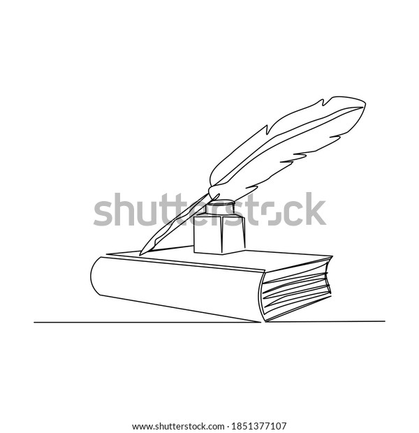 Continuous Line Drawing Quill Pen Ink Stock Vector (Royalty Free ...