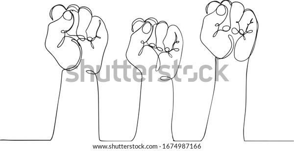 Continuous Line Drawing Raised Fist Continuous Stock Vector (Royalty ...