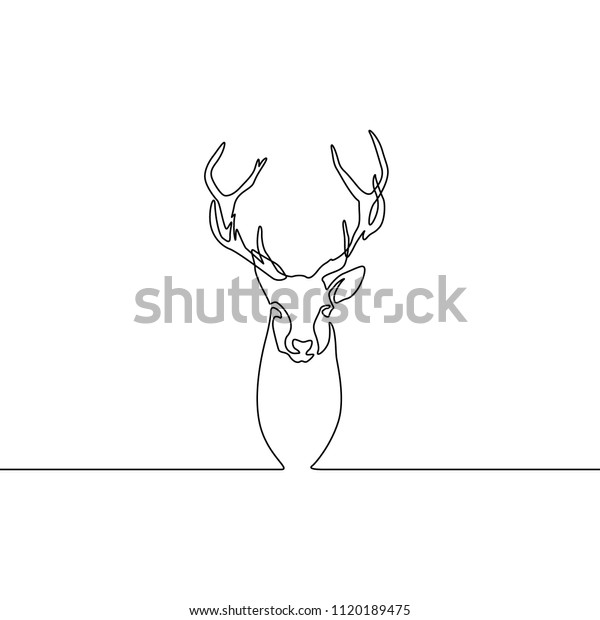 Continuous Line Drawing Reindeer Isolated On: vector de stock (libre de ...