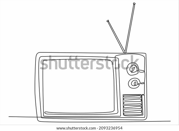 Continuous Line Drawing Retro Tv Vector Stock Vector (Royalty Free ...