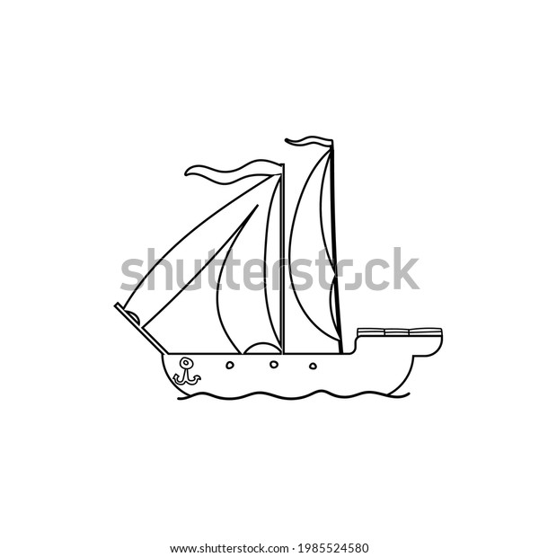 Continuous Line Drawing Sailboat Big Waves Stock Vector (Royalty Free ...