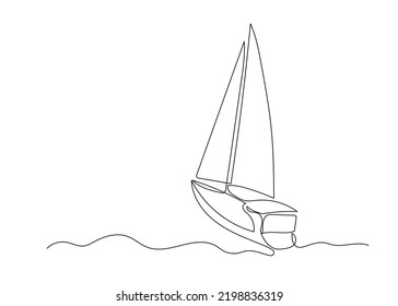 Continuous Line Drawing Sailboat Sea Minimalism Stock Vector (Royalty ...
