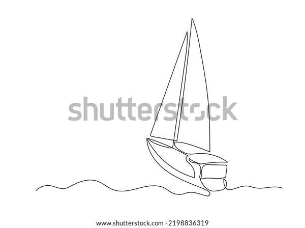Continuous Line Drawing Sailboat Sea Minimalism Stock Vector (Royalty ...