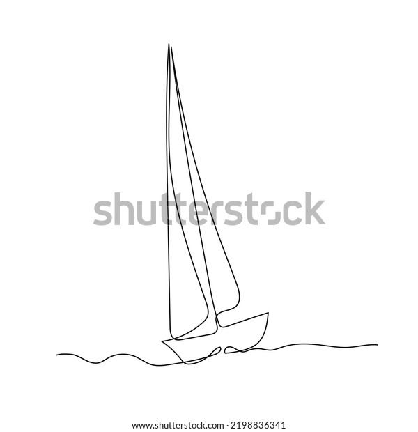 Continuous Line Drawing Sailboat Sea Minimalism Stock Vector (Royalty ...