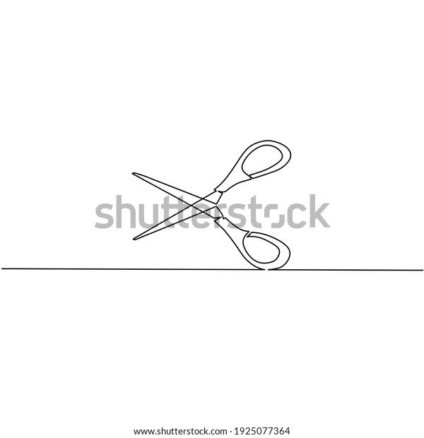 Continuous Line Drawing Scissor Object Sign Stock Vector (Royalty Free ...