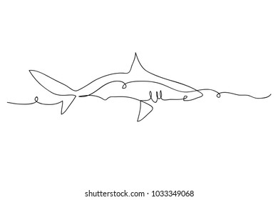Continuous Line Drawing Sea Shark Vector: vector de stock (libre de ...