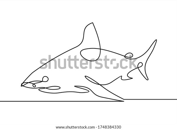 Continuous Line Drawing Sea Shark Vector Stock Vector (Royalty Free ...