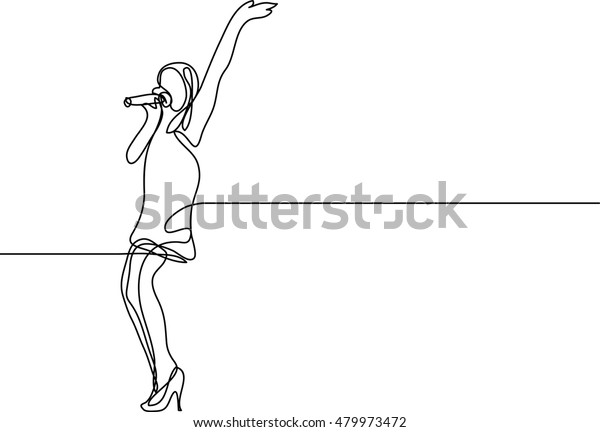 Continuous Line Drawing Singing Woman Stock Vector (Royalty Free) 479973472