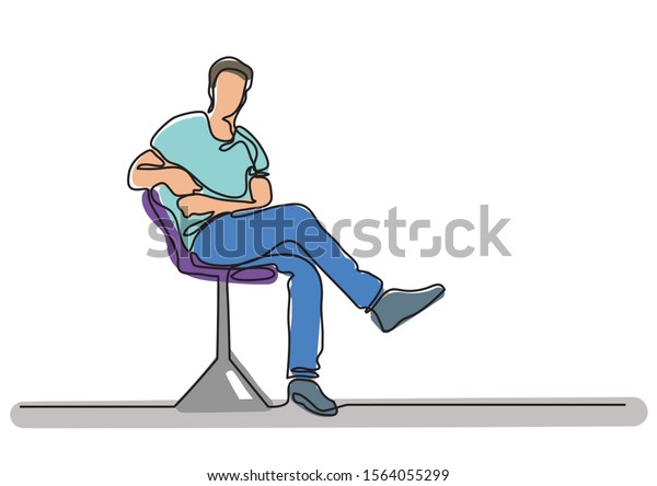 Continuous Line Drawing Sitting Man Stock Vector (Royalty Free ...