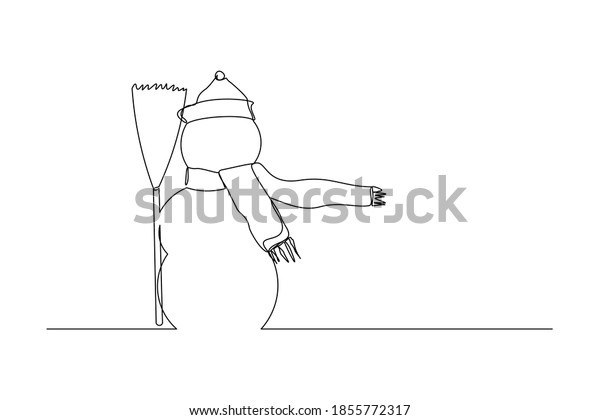 Continuous Line Drawing Snowman Christmas New Stock Vector (Royalty ...