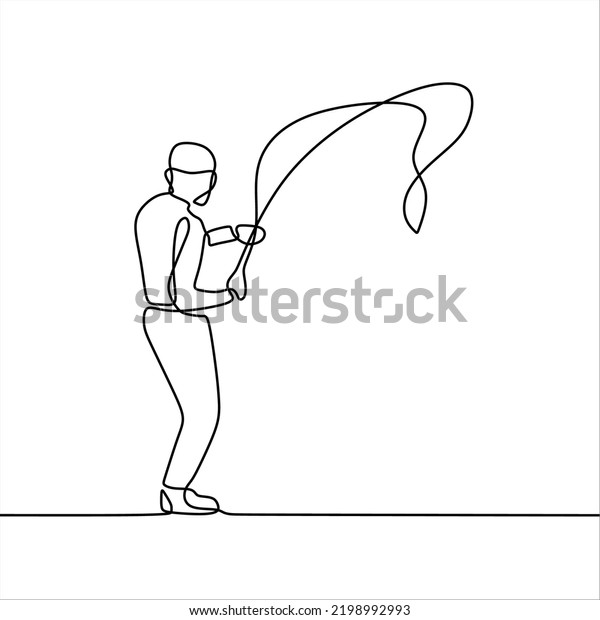 Continuous Line Drawing Someone Fishing Stock Vector (Royalty Free ...