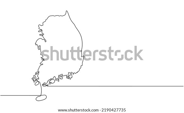 Continuous Line Drawing South Korea Map: เวกเตอร์สต็อก (ปลอดค่า ...