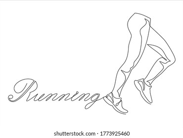 Continuous Line Drawing Sport Running Woman Stock Vector (Royalty Free ...