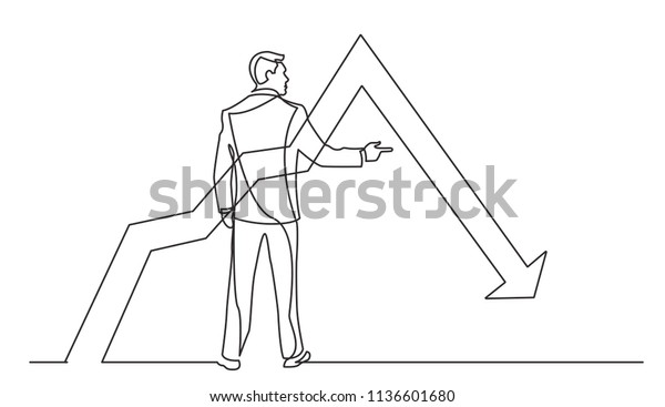 Continuous Line Drawing Standing Businessman Pointing Stock Vector ...