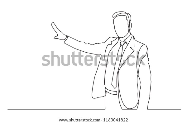 Continuous Line Drawing Standing Businessman Showing Stock Vector ... Continuous Line Drawing Standing Businessman Showing Stock Vector ...