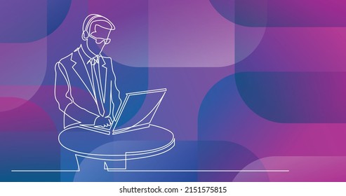 Continuous Line Drawing Standing Call Center Stock Vector (Royalty Free ...