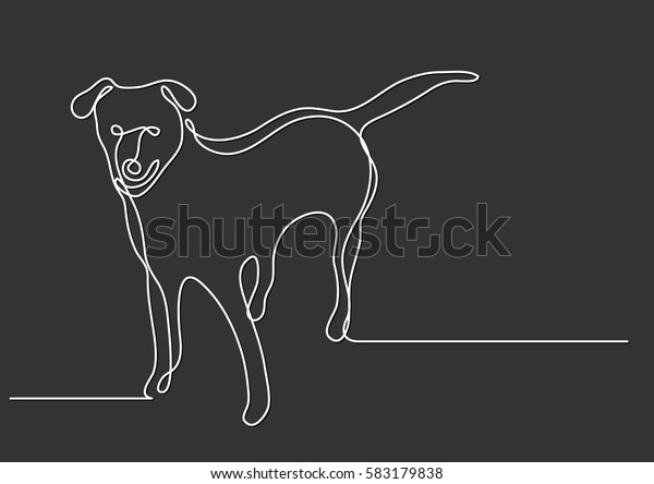 Continuous Line Drawing Standing Dog Stock Vector (Royalty Free ...