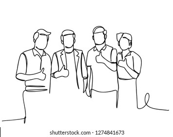 Continuous Line Drawing Standing Team Professionals: เวกเตอร์สต็อก ...