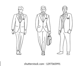 Continuous Line Drawing Standing Team Professionals: vector de stock ...