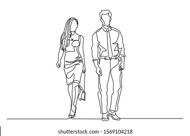 Continuous Line Drawing Standing Team Professionals Stock Vector ...