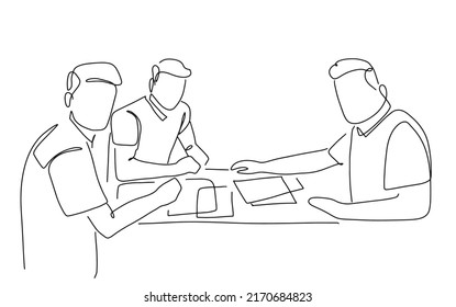 Continuous Line Drawing Standing Team Professionals Stock Vector ...
