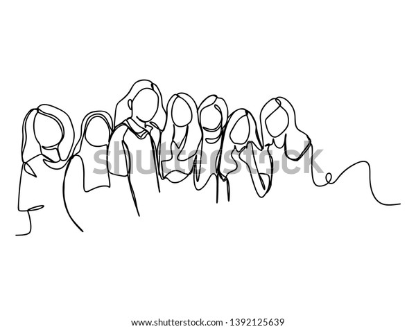 Continuous Line Drawing Standing Team Professionals Stock Vector ...