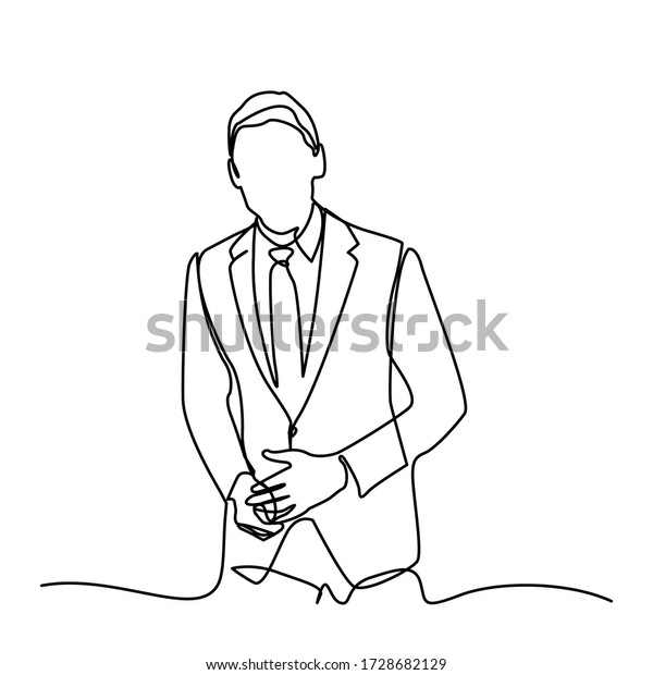 Continuous Line Drawing Successful Business Owners Stock Vector ...