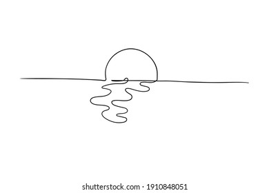 Continuous Line Drawing Sunrise Sunset Vector Stock Vector (Royalty ...