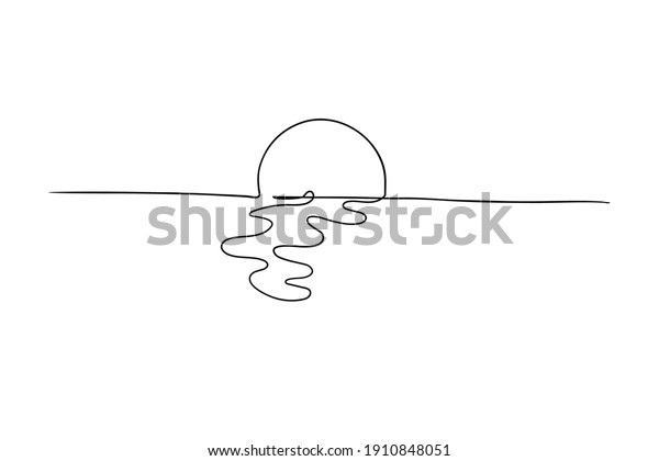 Continuous Line Drawing Sunrise Sunset Vector Stock Vector (Royalty ...