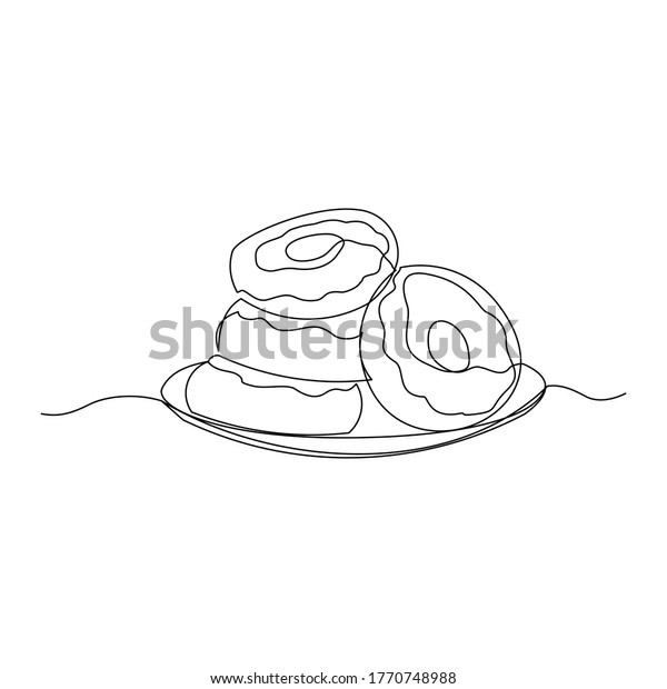 Continuous Line Drawing Sweet Tasty Donut Stock Vector (Royalty Free ...