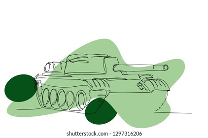 Continuous Line Drawing of Tank Battle Stock Vector (Royalty Free ...