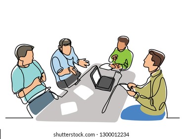 Continuous Line Drawing Team Discussion Stock Vector (Royalty Free ...