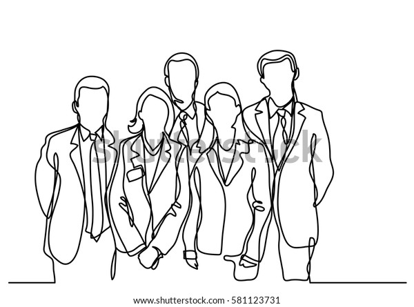 Continuous Line Drawing Team Employees Stock Vector (Royalty Free ...