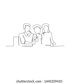 Vektor Stok Continuous Line Drawing Three People Sitting (Tanpa Royalti ...