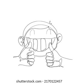 Continuous Line Drawing Thumb Smile Illustration Stock Vector (Royalty ...