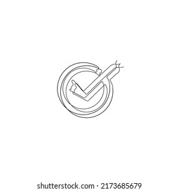 Continuous Line Drawing Tick Symbol Circle: เวกเตอร์สต็อก (ปลอดค่า ...
