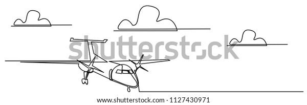 Continuous Line Drawing Transport Plane Vector Stock Vector (Royalty ...