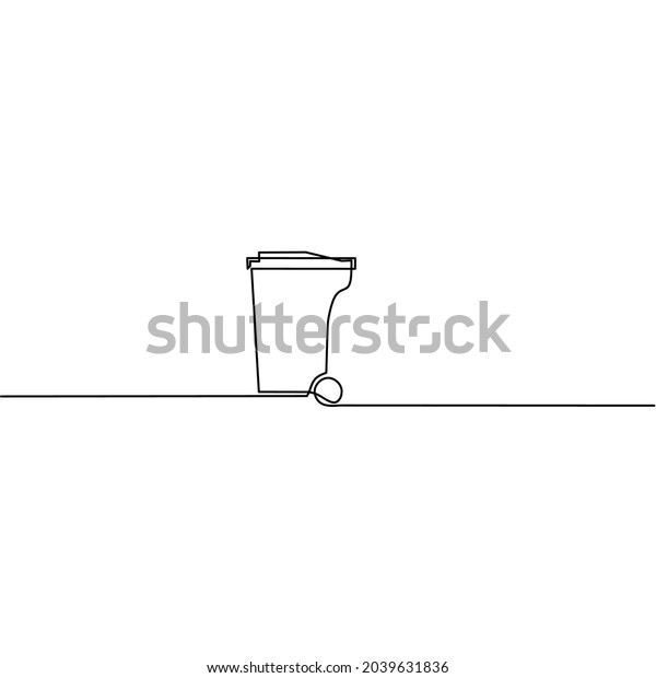 Continuous Line Drawing Trash Can Object Stock Vector (Royalty Free ...